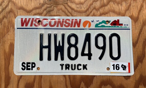 2016 Wisconsin TRUCK License Plate HW 8490 | Etsy