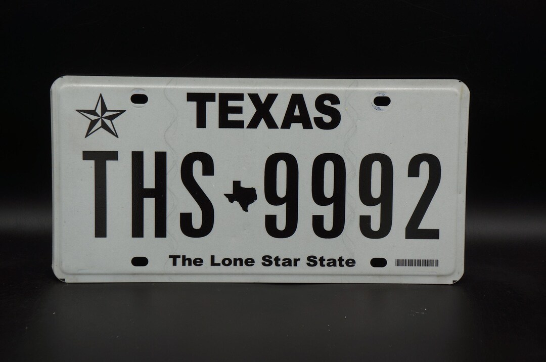 White Texas License Plate # THS - 9992 the Lone Star State - Etsy