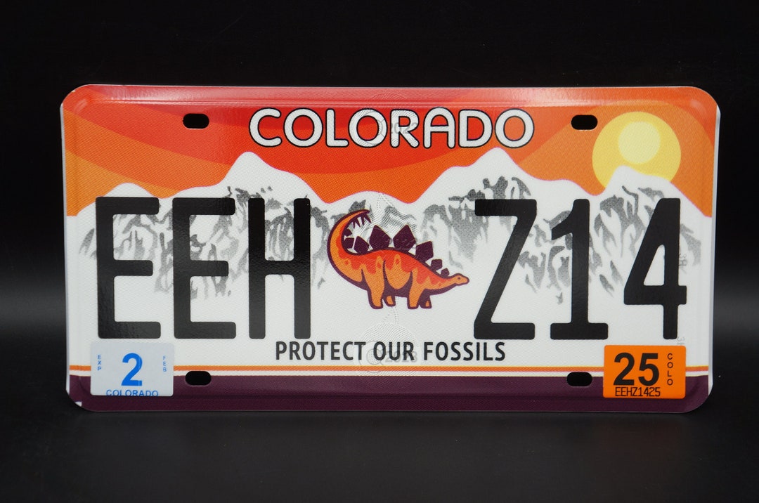 Colorado DINOSAUR Stegosaurus License Plate New Design Protect Our ...