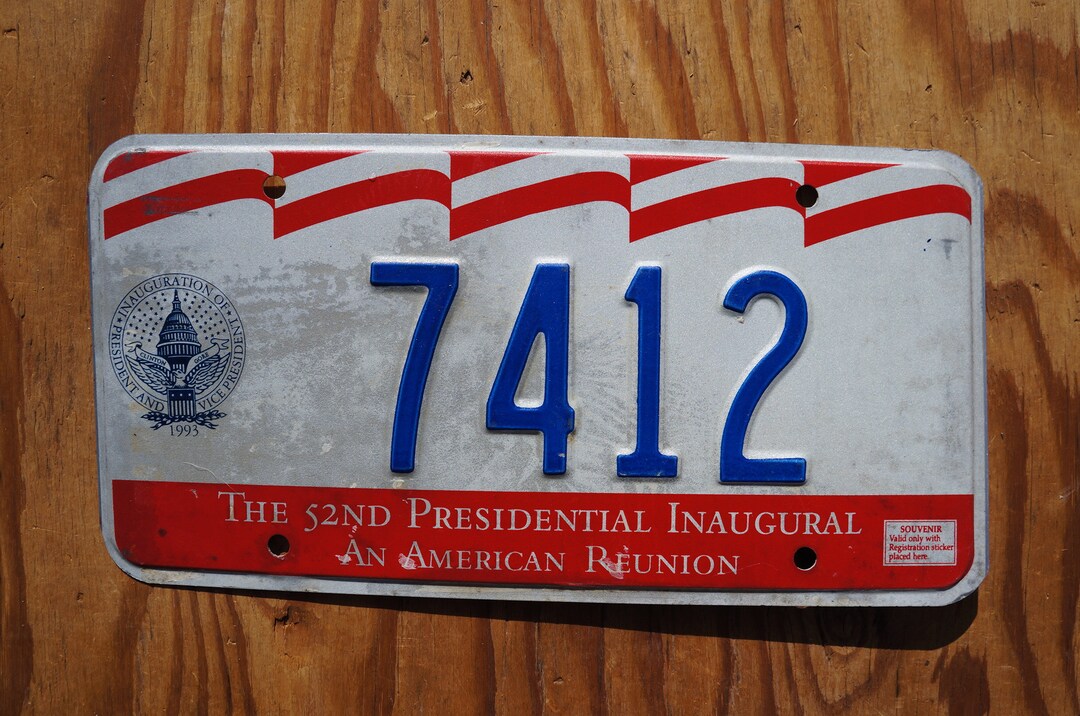The 52nd Presidential Inaugural License Plate # 7412 - Etsy