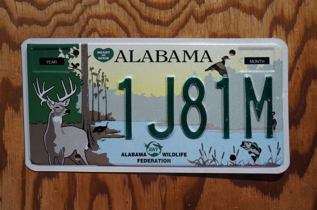 Alabama WILDLIFE FEDERATION AWF License Plate - Deer Lake Bird Graphic ...