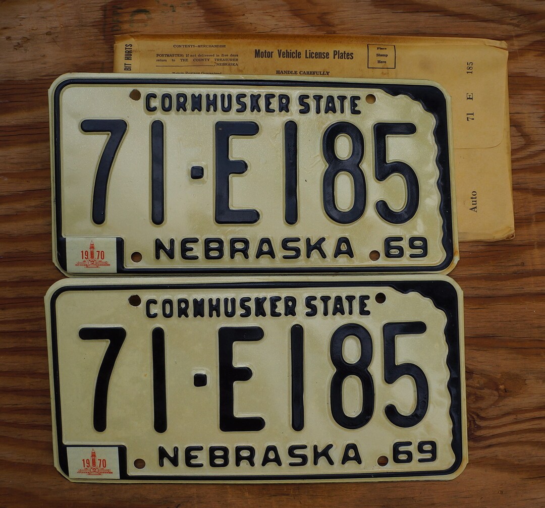 Mint 1969 1970 Nebraska License Plate PAIR / SET the Beef State W/ 70 ...