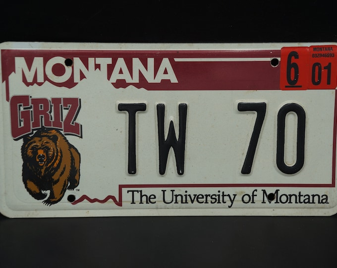 Montana License Plate University of Montana GRIZ Football # TW 70 - Etsy