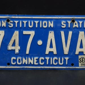 1984 Connecticut Blue Vintage License Plate - Constitution State # 747 ...
