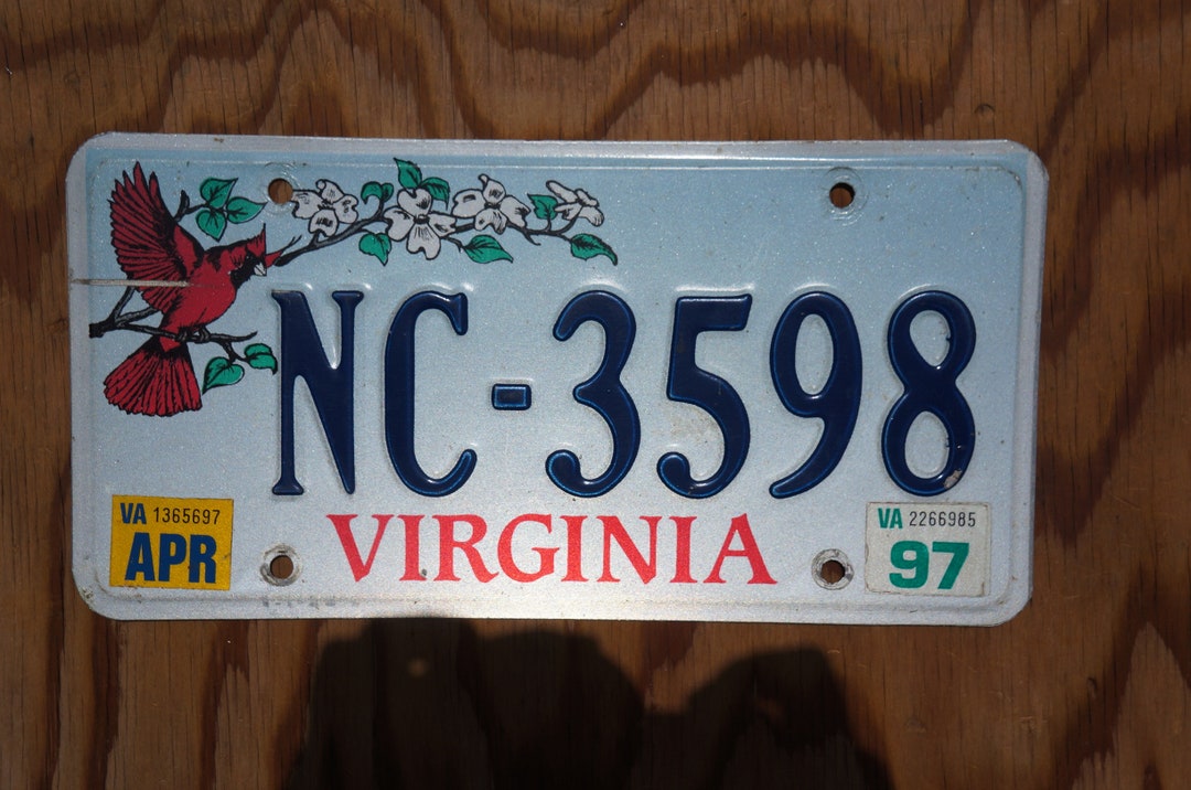 1997 Virginia CARDINAL Red Bird Graphic License Plate - Etsy