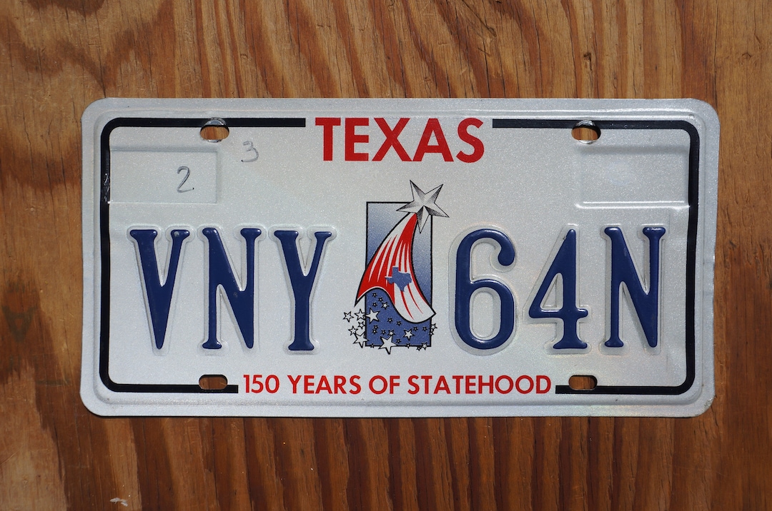 Texas Star Flag Embossed License Plate 150 Years of Statehood - Etsy