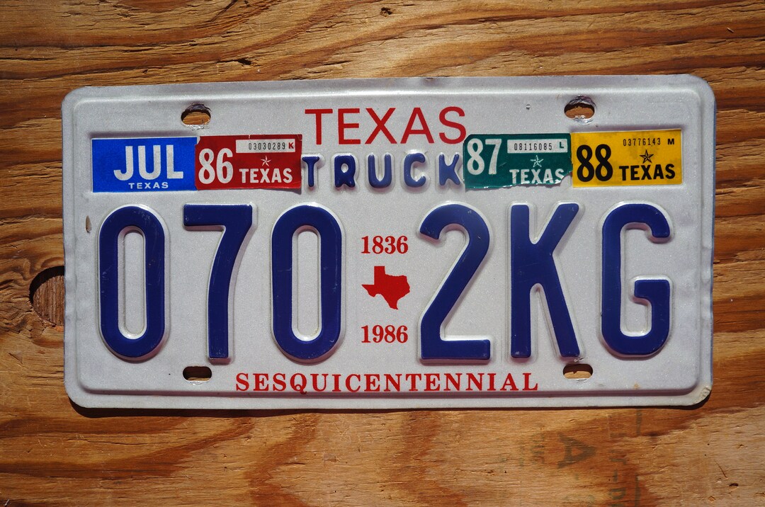 1986 1987 1988 Texas TRUCK SESQUICENTENNIAL Embossed License Plate - Etsy