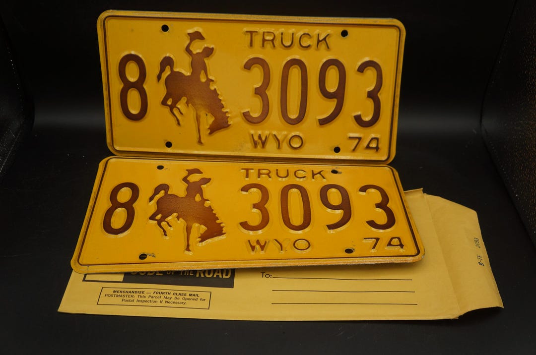 1974 Wyoming TRUCK Cowboy Horse License Plate Pair - Unused Original - Etsy
