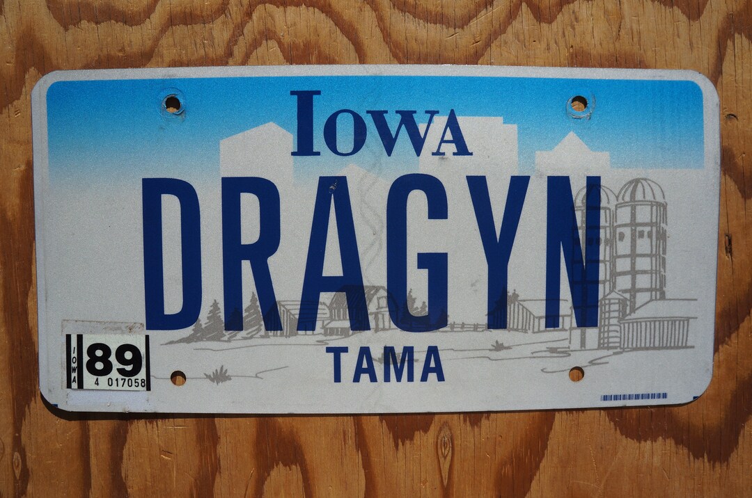 1989 Iowa Dragon Vanity License Plate - DRAGYN - Etsy