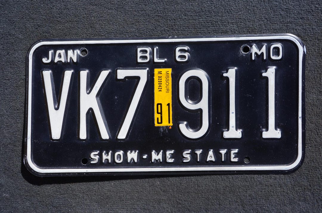 1991 Missouri Black Vintage License Plate # VK7 911 Show-me-state - Etsy