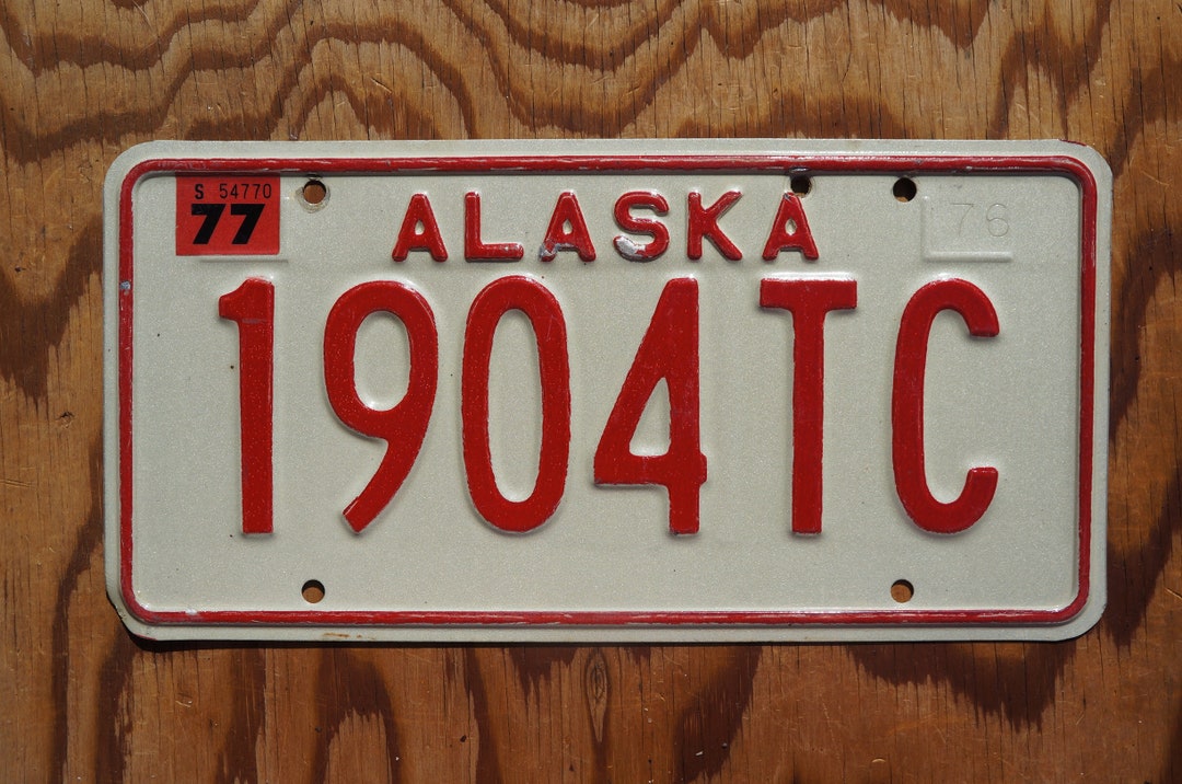 1976 1977 Alaska Vintage License Plate Red on White - Etsy