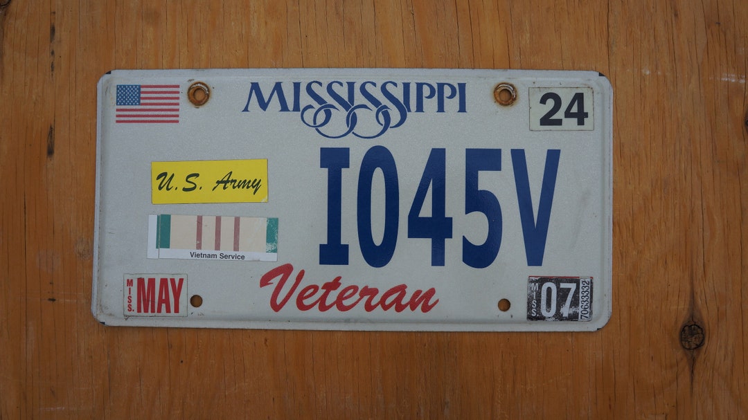 2007 Mississippi US Army Veteran Flag License Plate # I045V - Etsy