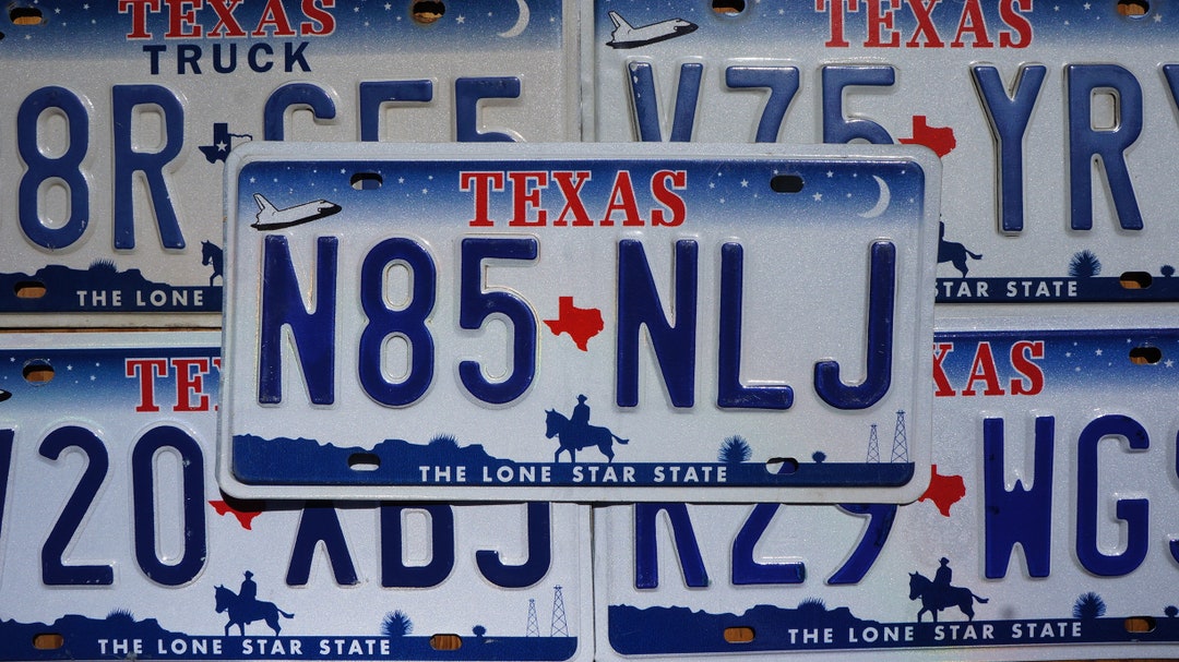 TEXAS SPACE SHUTTLE Embossed License Plate Tags - Stars Moon Cowboy - Etsy