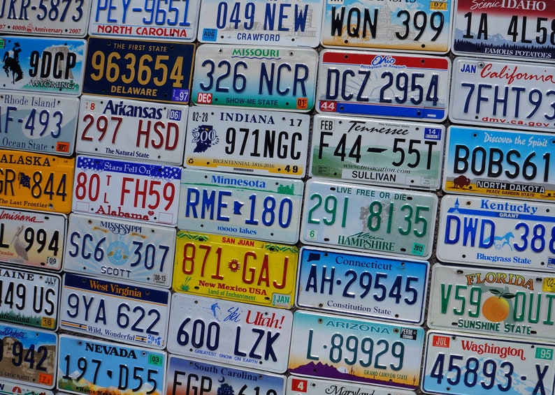 50 US States License Plates Set: Authentic Tags + Optional Extras - Etsy