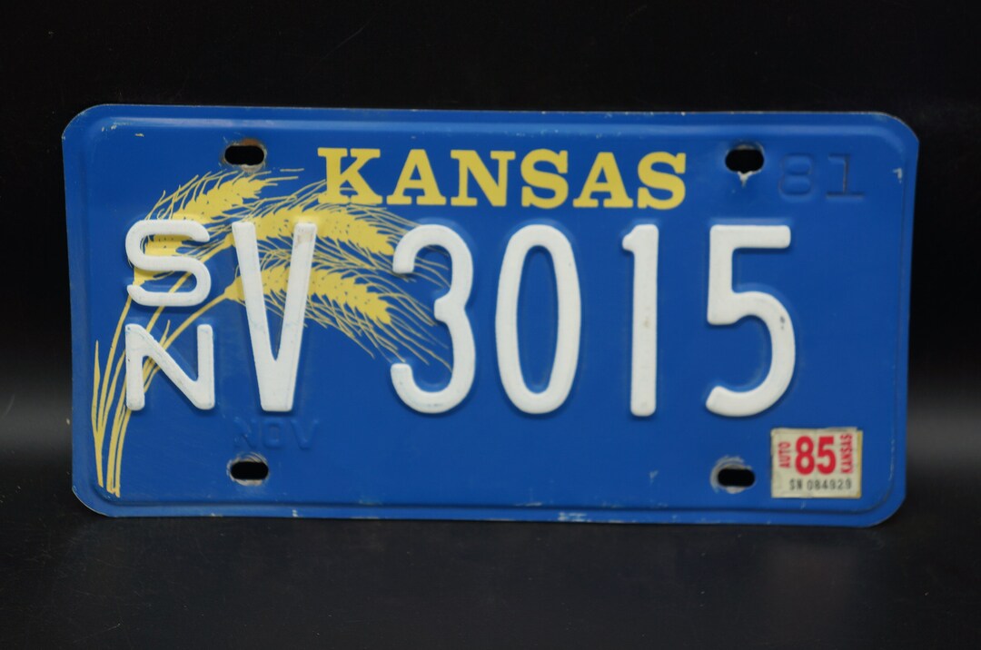 1980 1985 Kansas WHEAT BLUE License Plate # 3015 - Etsy
