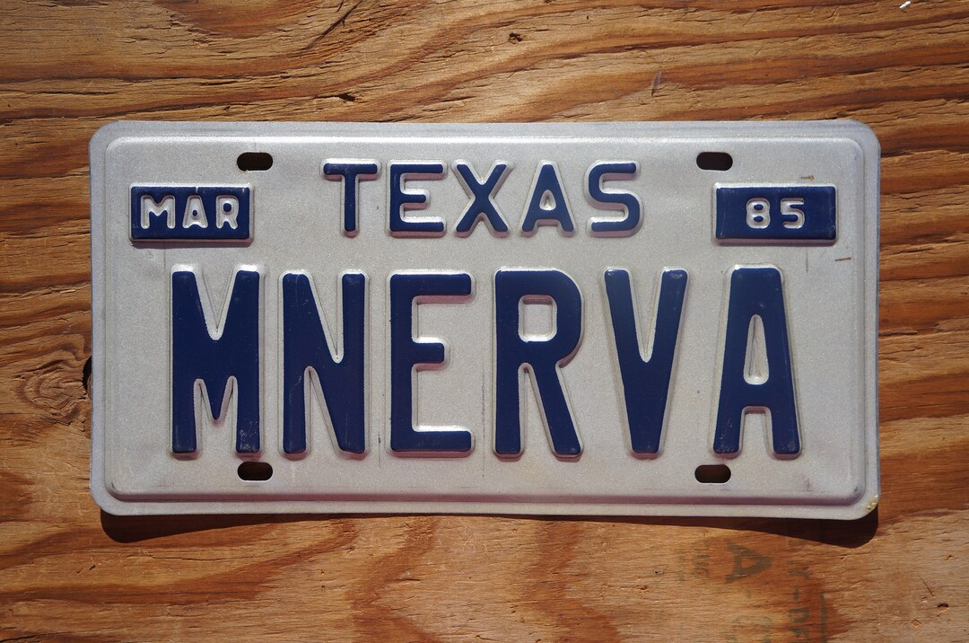1985 Texas Vanity Vintage License Plate # MNERVA - Etsy