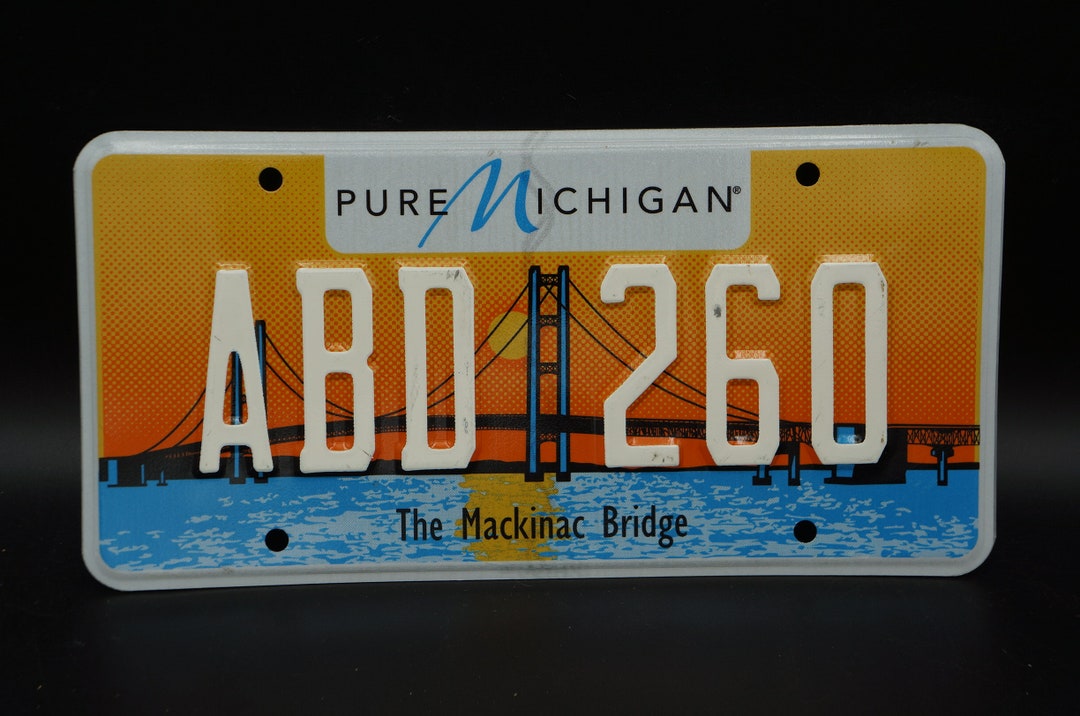 Michigan THE MACKINAC BRIDGE Orange License Plate White Letters - Etsy