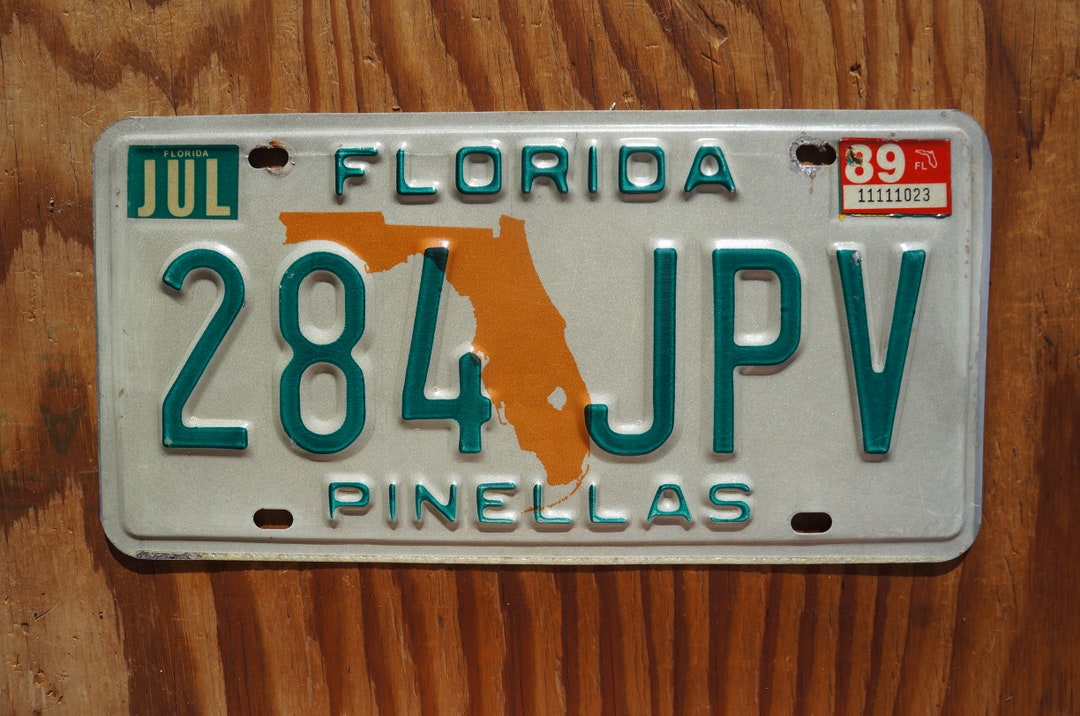 1989 Florida State Shape Vintage License Plate - Etsy