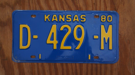 1980 Kansas DEALER Vintage Blue License Plate D 429 M - Etsy