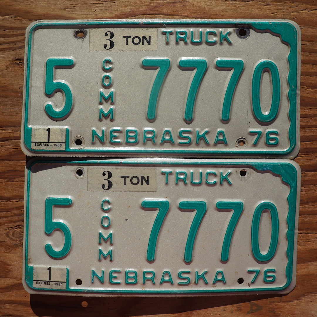 1976 Nebraska TRUCK License Plate PAIR / SET # 7770 - 3 Ton - Etsy