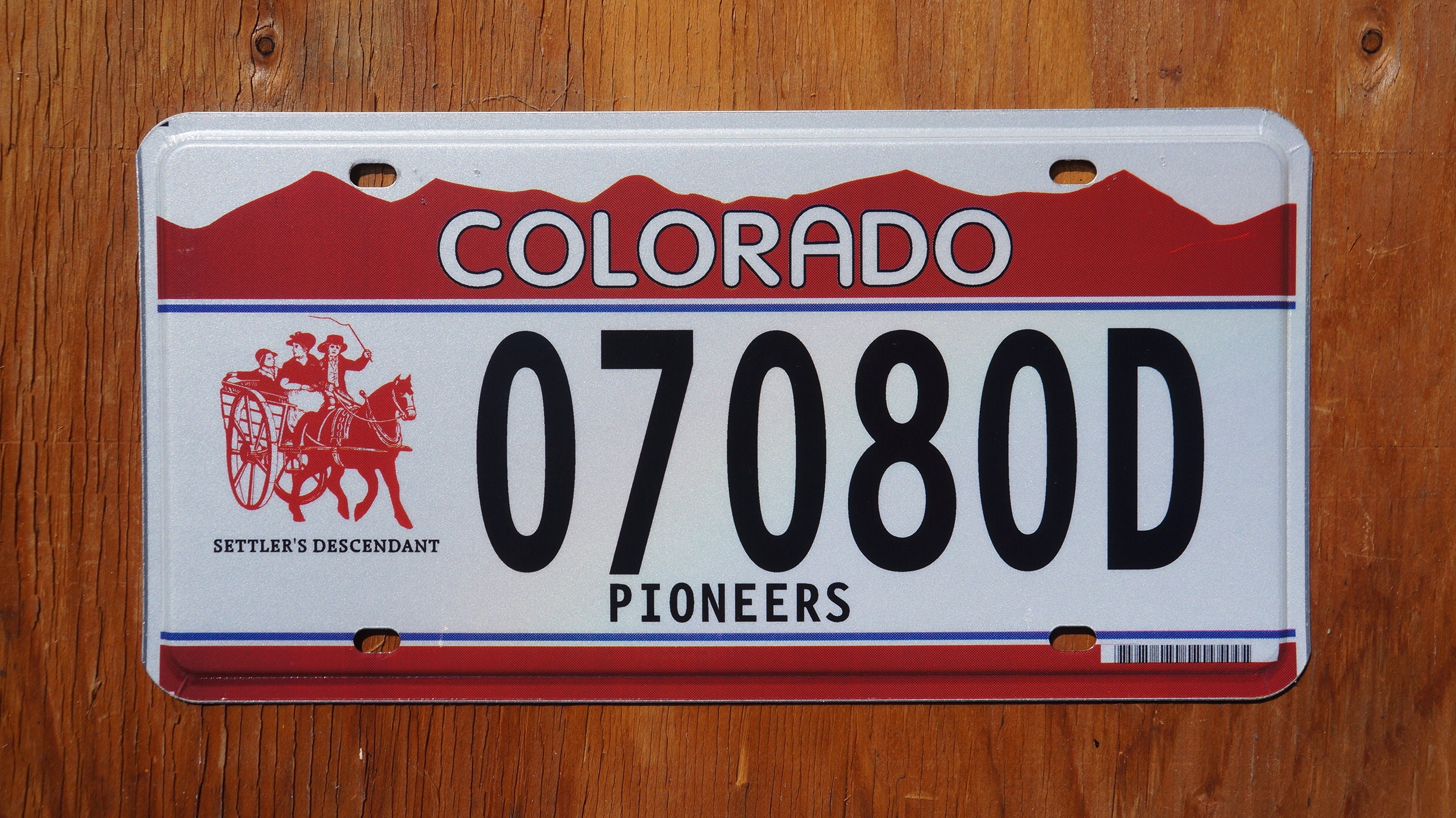 Colorado PIONEER Red License Plate - Horse and Wagon - Settler's ...