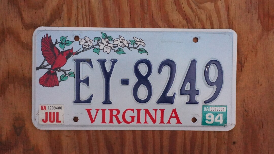 1994 Virginia CARDINAL Red Bird Graphic License Plate - Etsy