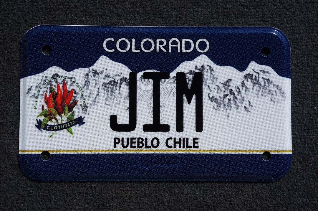 2022 Colorado JIM MOTORCYCLE Pueblo Chile Blue Vanity License Plate - Etsy