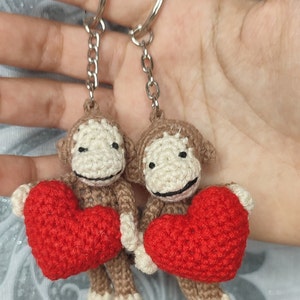 Monkey Crochet as Seen on Tiktok, Cute Crochet Monkey and Heart, Gift for Him, Gift for Her ...