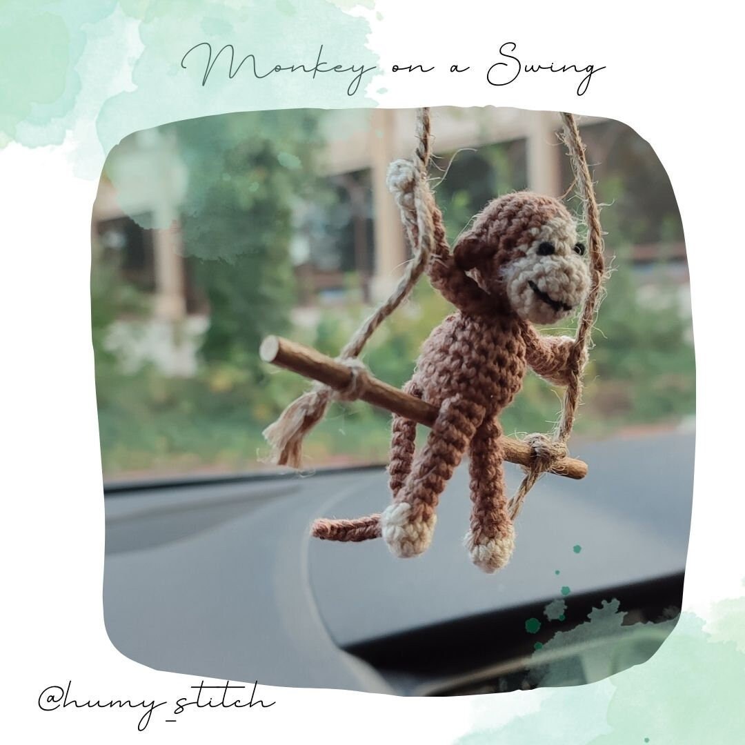 Monkey Car Accessories, Handmade Gift for Monkeys Lovers, Crochet Car ...
