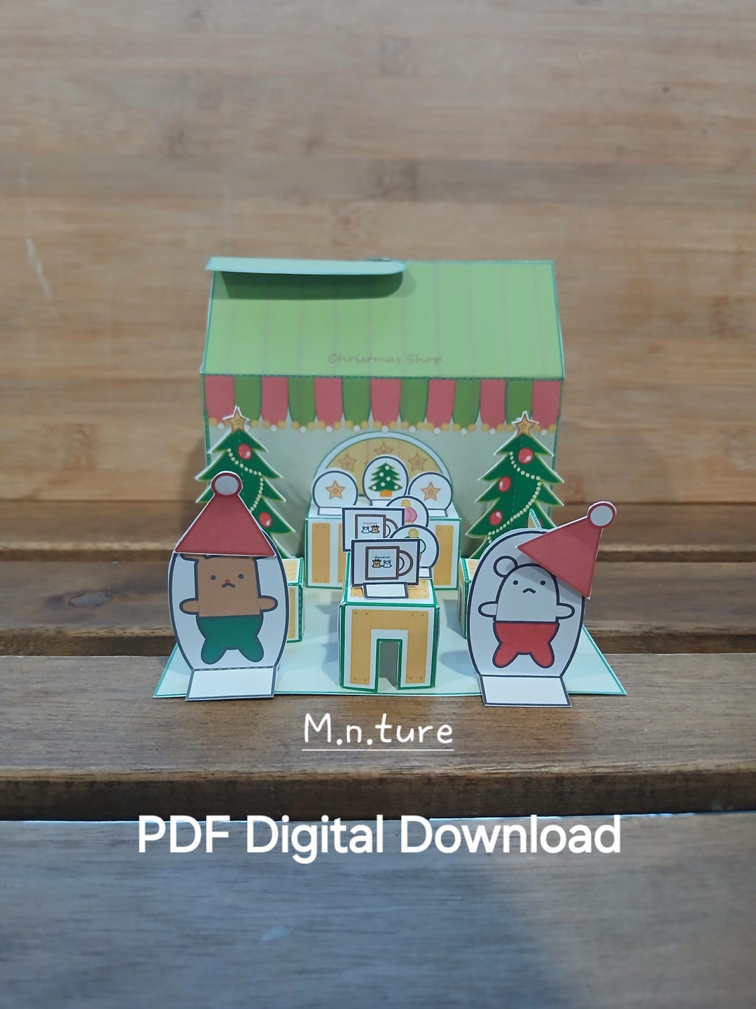 Printable Paper Doll House Christmas Shop, Digital Download, Craft Kit ...