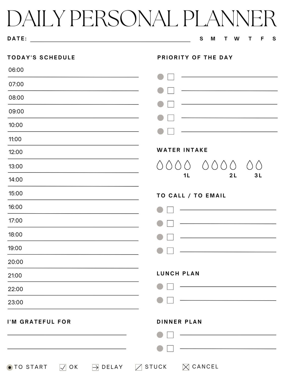 Daily Personal Planner (printable), Instant Download, Printable Planner ...
