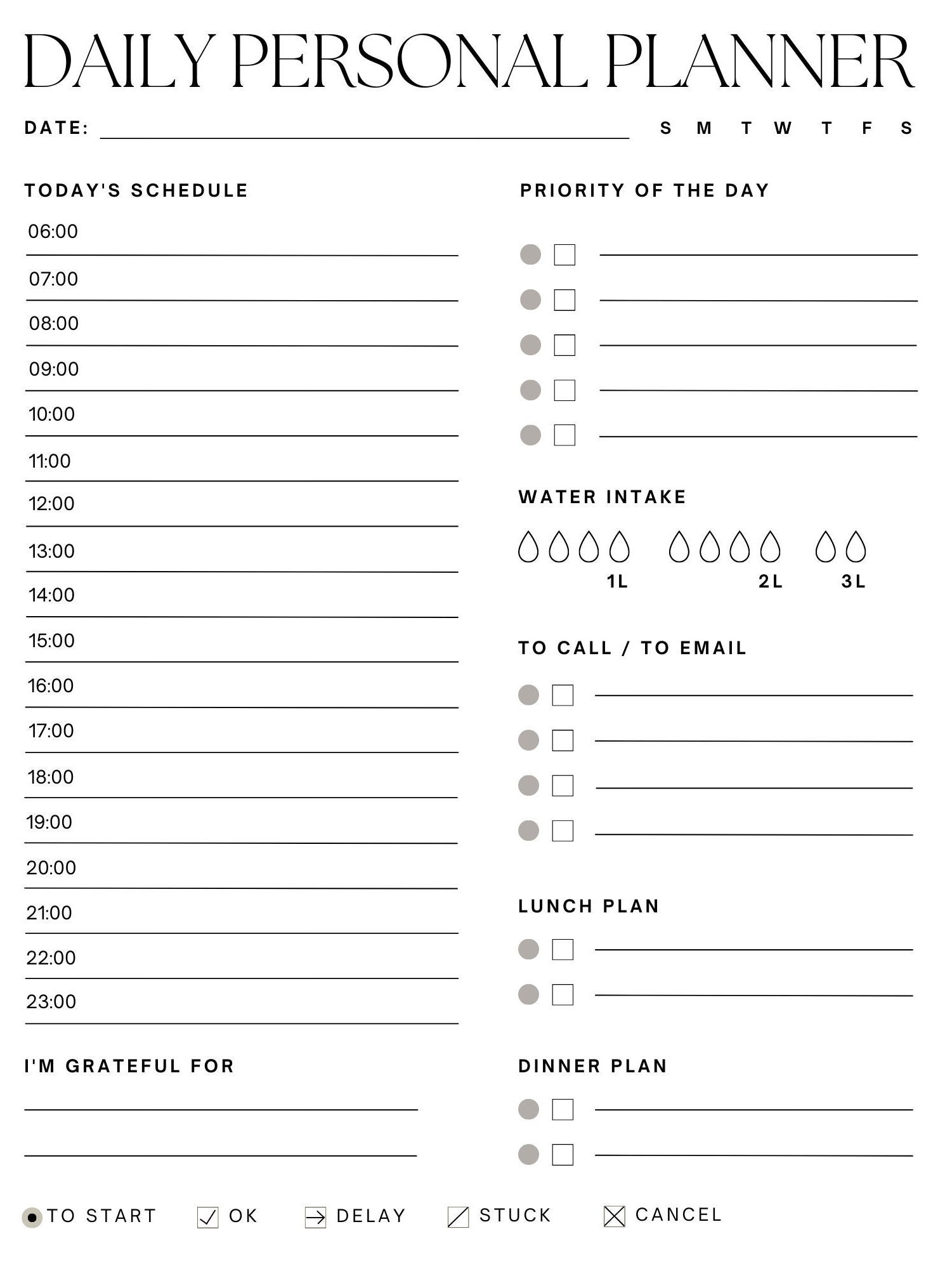 Daily Personal Planner (printable), Instant Download, Printable Planner ...