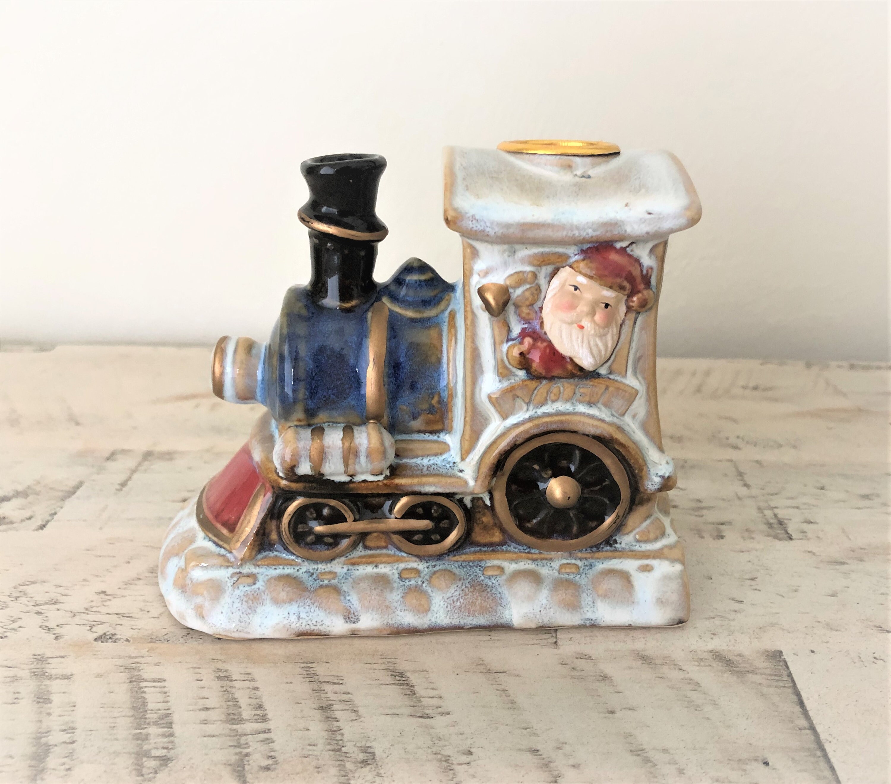 Vintage Ceramic Santa Christmas Train Candle Holders - Etsy