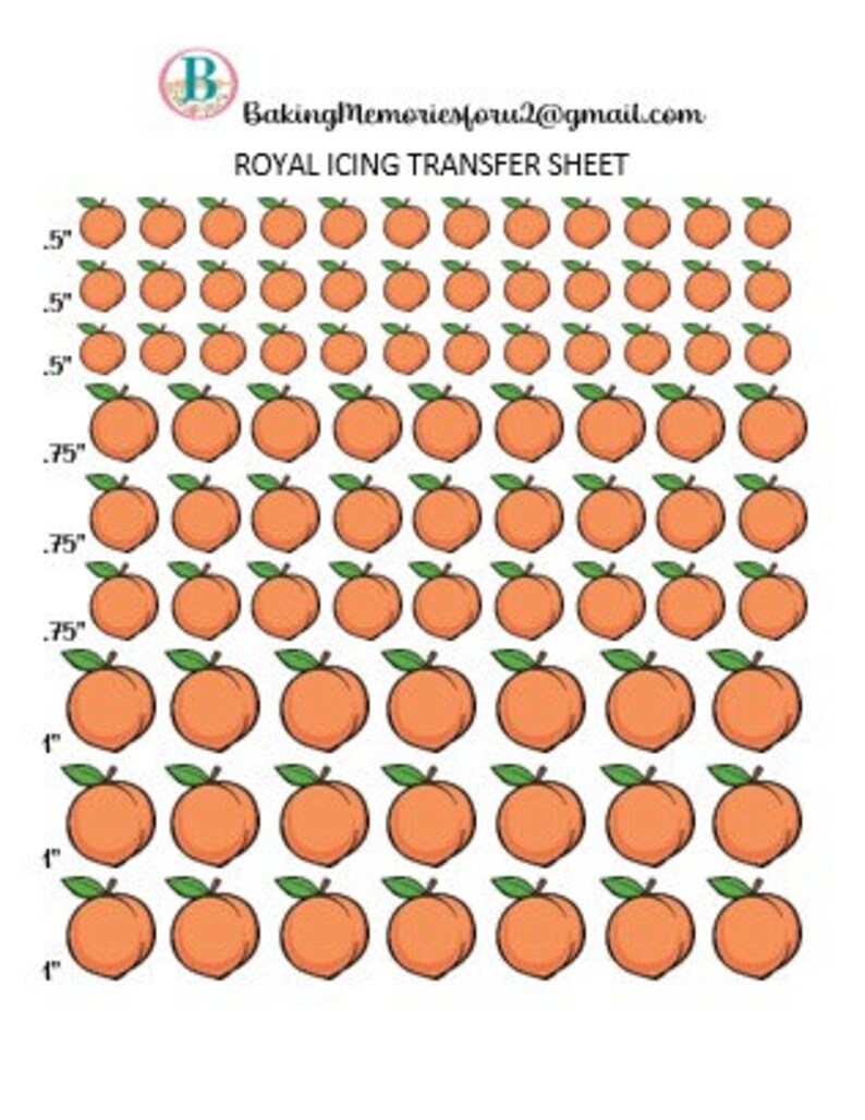 Peach Royal Icing Transfer Sheet - Etsy