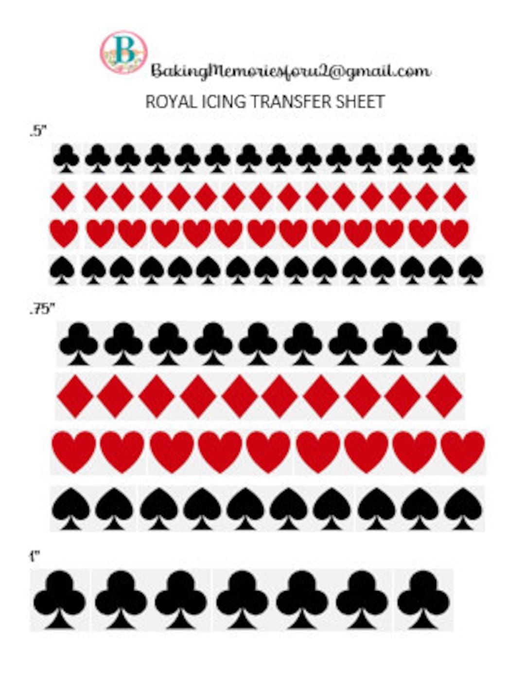 Card Suits Royal Icing Transfer Sheet - Etsy