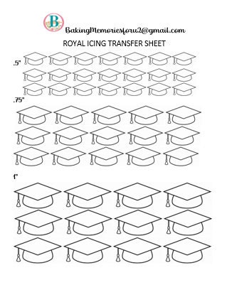 Grad Cap Royal Icing Transfer Sheet - Etsy