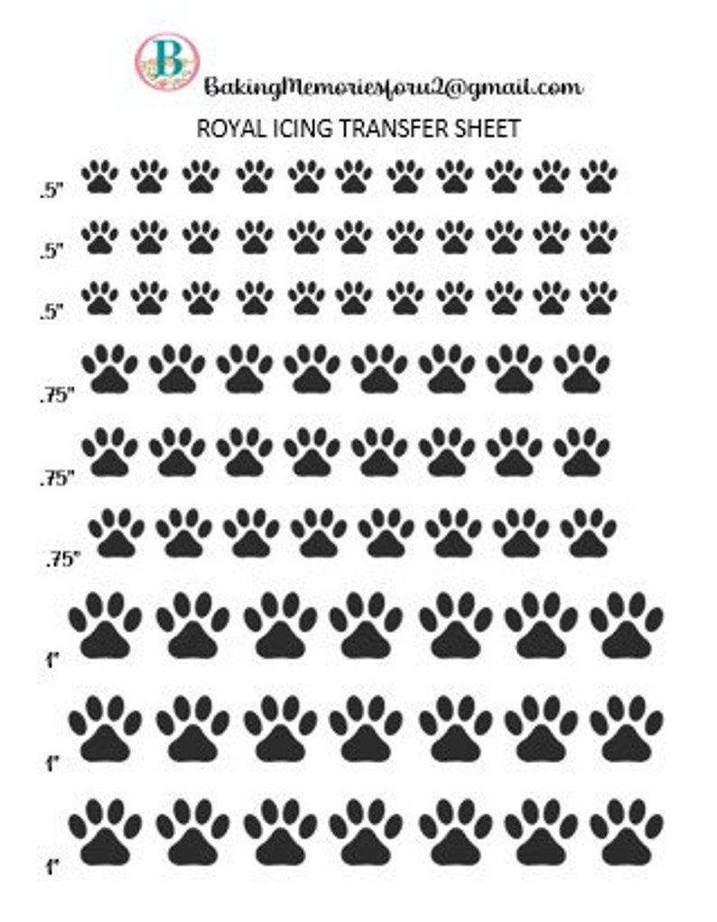 Paw Print Royal Icing Transfer Sheet - Etsy