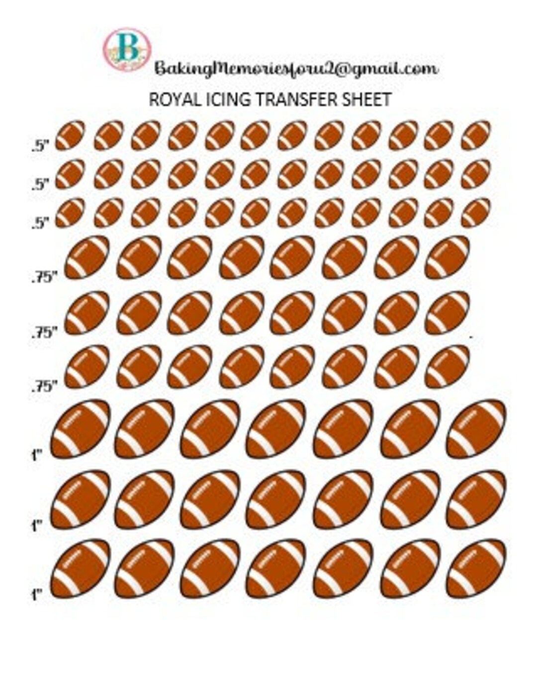 Football Royal Icing Transfer Sheet - Etsy