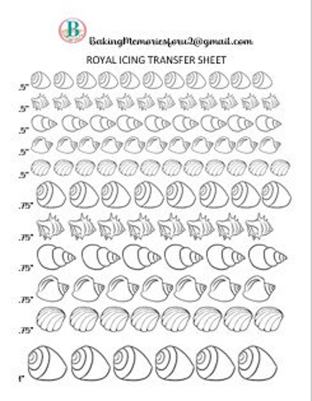 Seashell Royal Icing Transfer Sheet - Etsy