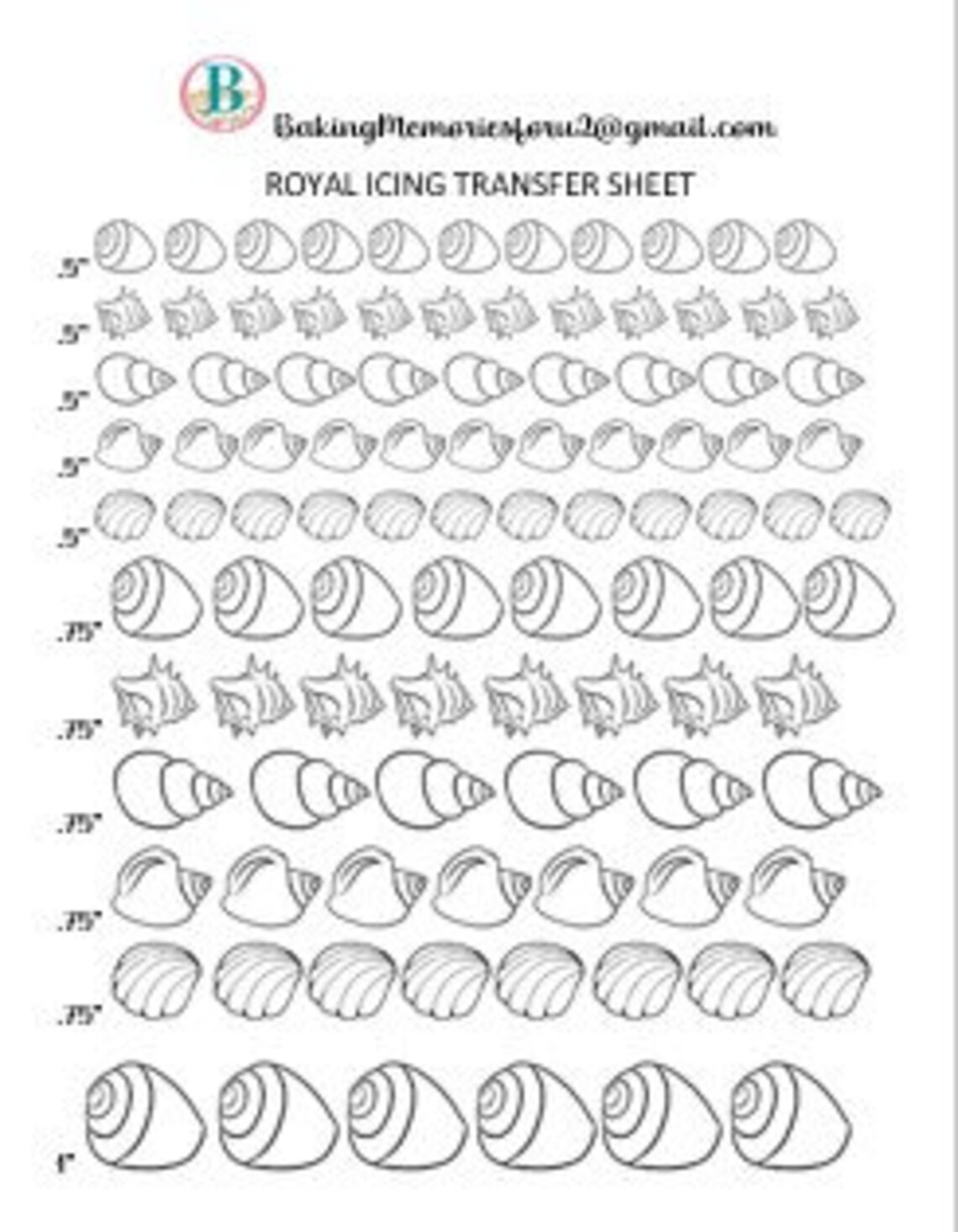 Seashell Royal Icing Transfer Sheet - Etsy