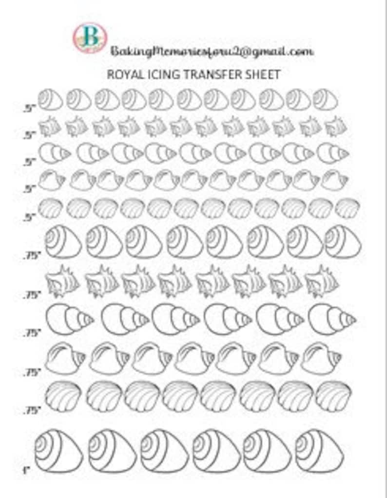 Seashell Royal Icing Transfer Sheet - Etsy