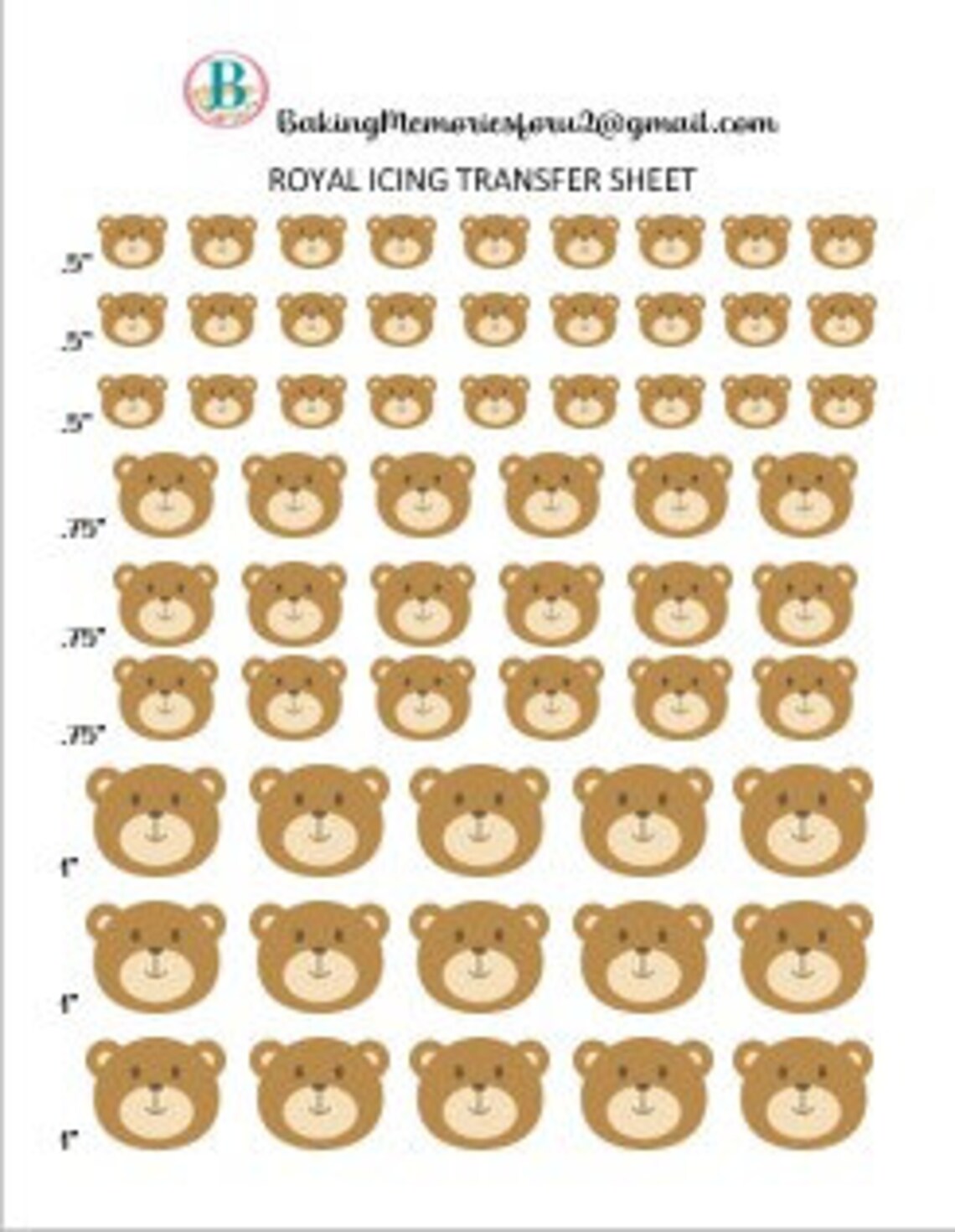Bear Royal Icing Transfer Sheet - Etsy