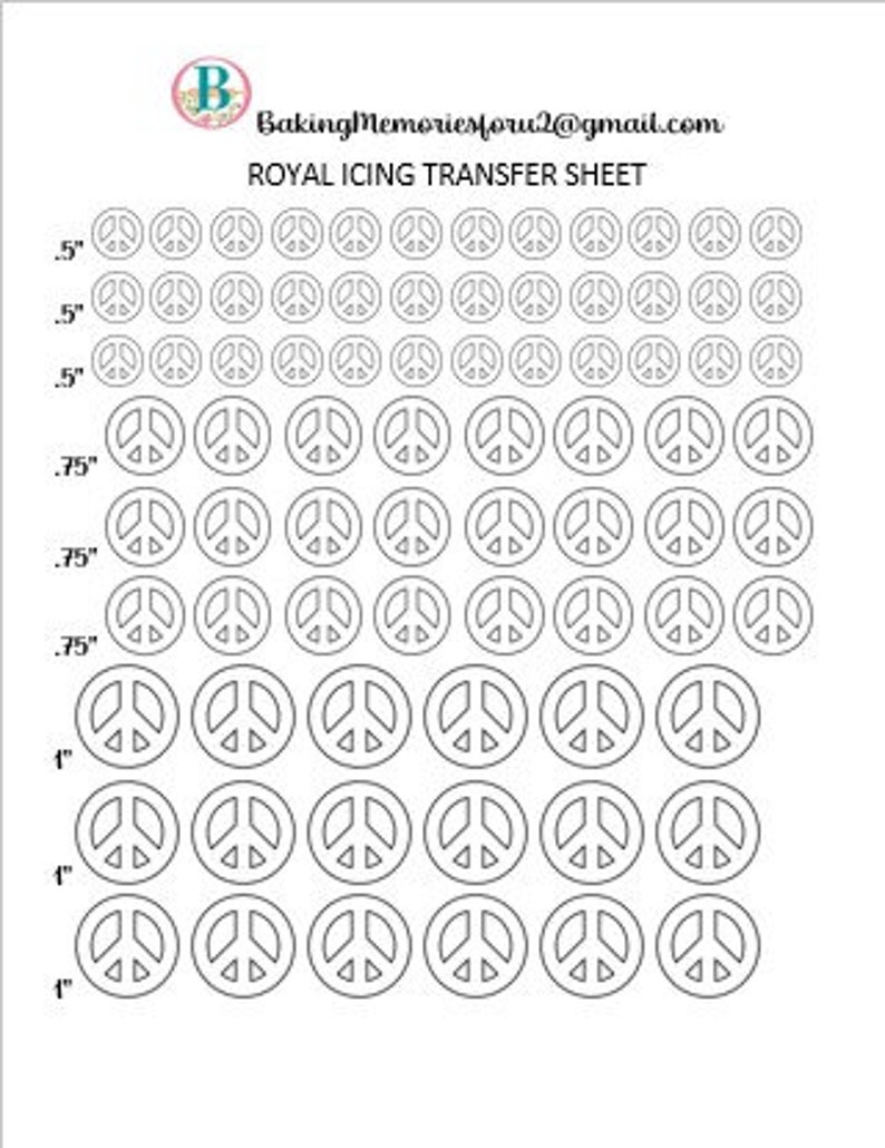 Peace Sign Royal Icing Transfer Sheet - Etsy