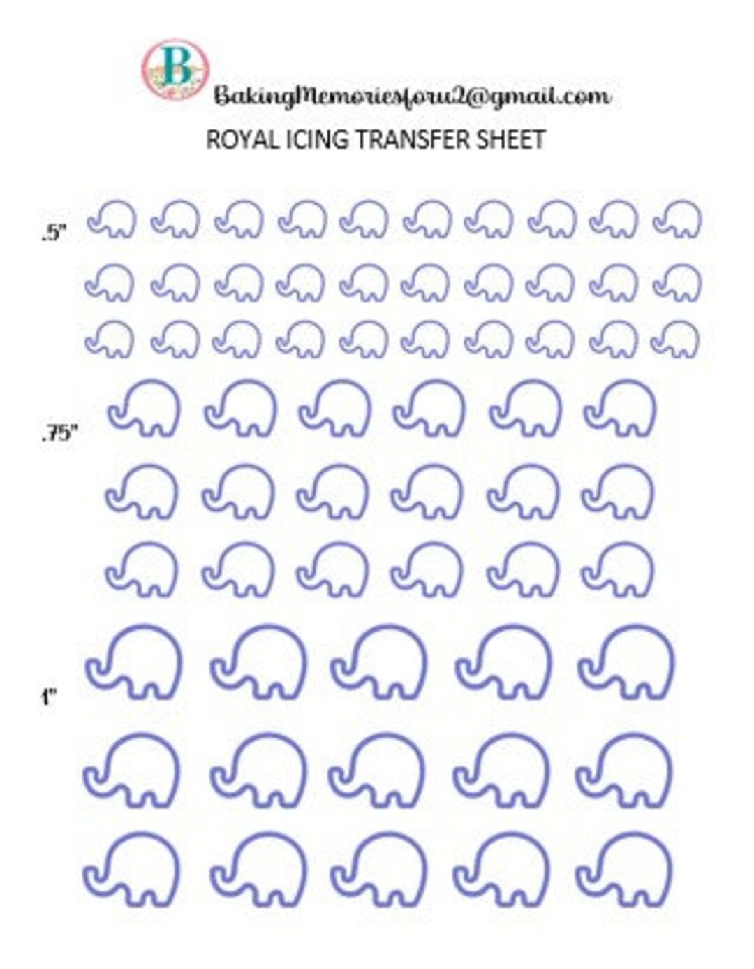 Baby Elephant Royal Icing Transfer Sheet - Etsy