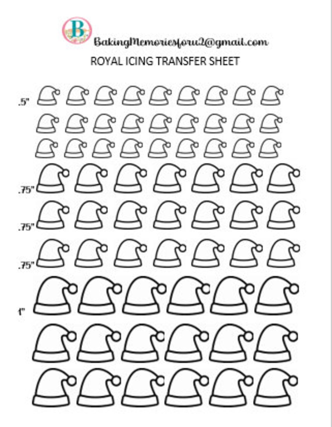 Santa Hat Royal Icing Transfer Sheet - Etsy