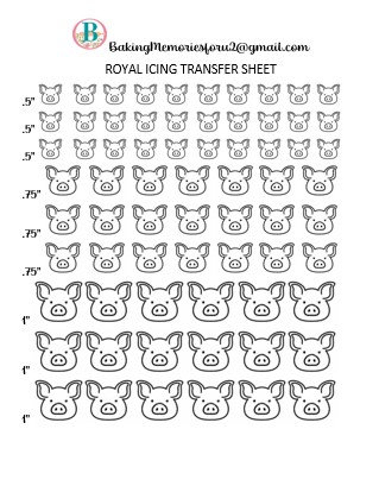 Pig Face Royal Icing Transfer Sheet - Etsy