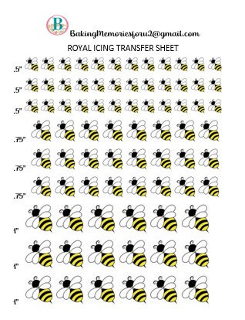 Bubble Bee Royal Icing Transfer Sheet - Etsy