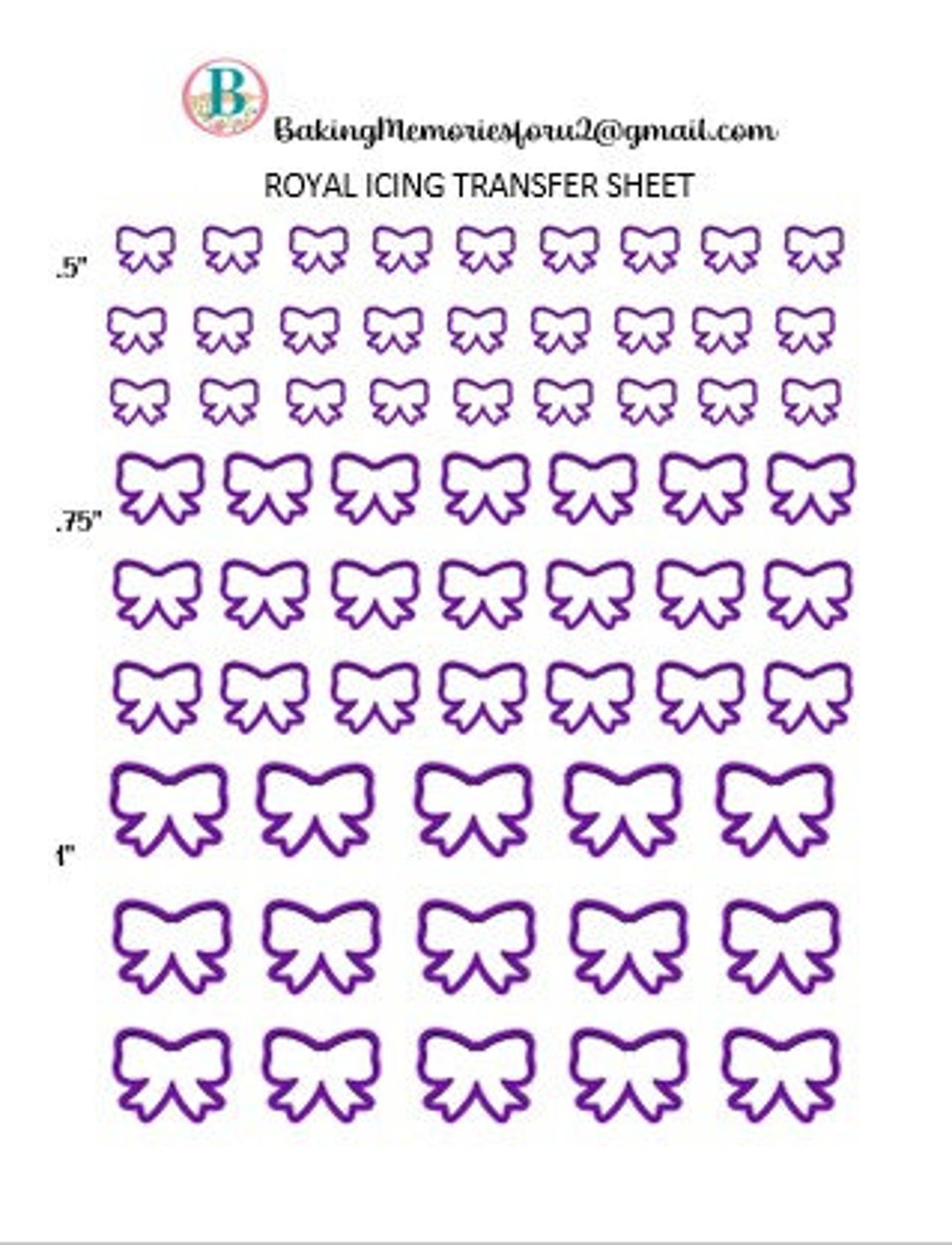 Bow Royal Icing Transfer Sheet - Etsy