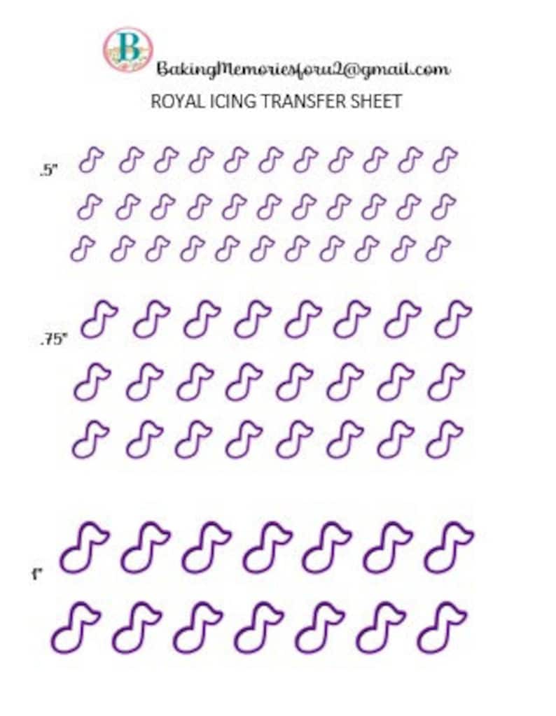 Music Note Royal Icing Transfer Sheet - Etsy