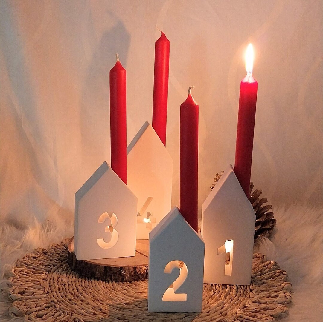 Advent Wreath Numbers With 4 Candles Christmas Village - Etsy